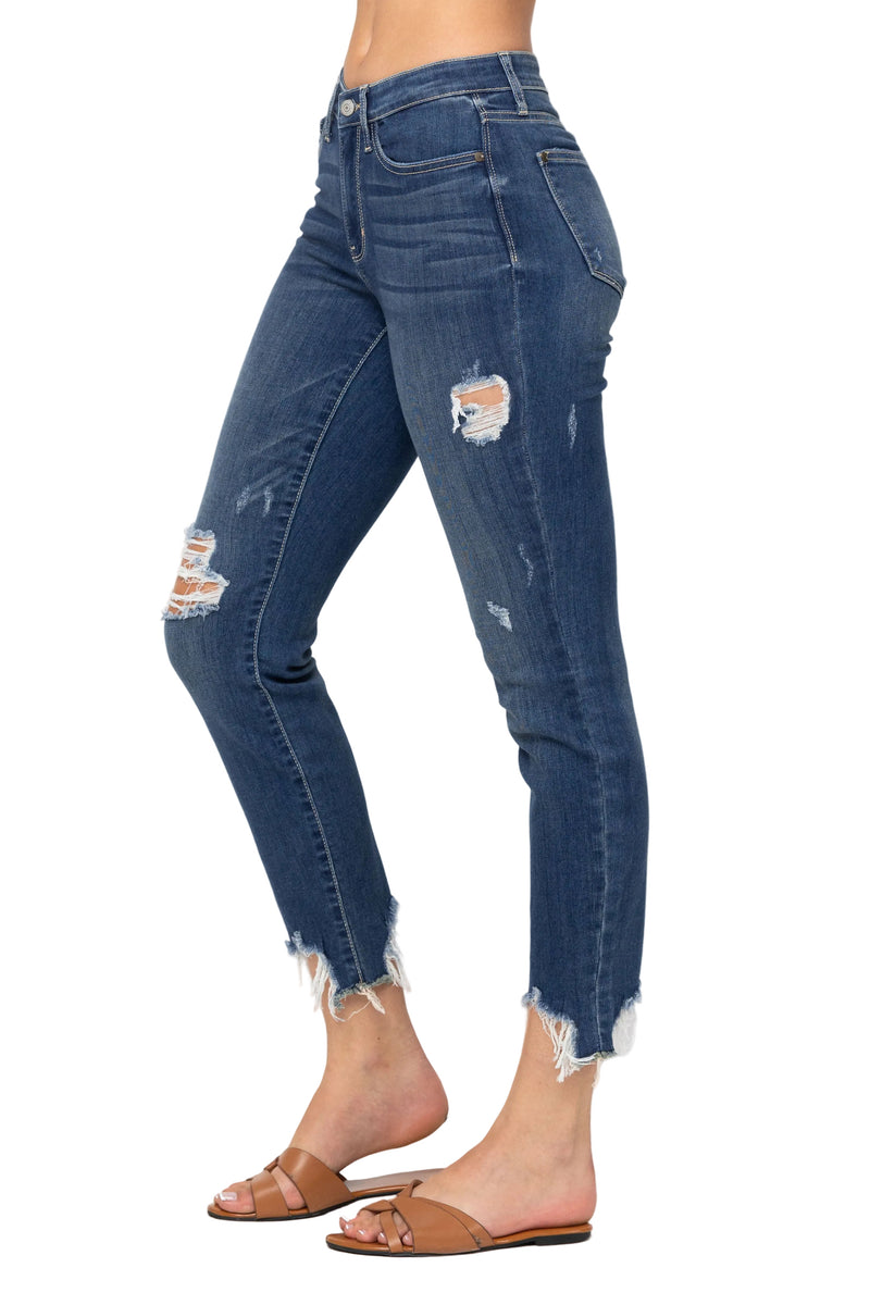 Judy Blue Mid Rise Shark Bite Slim Fit Jeans Sizes (1-15, 14W-22W ...