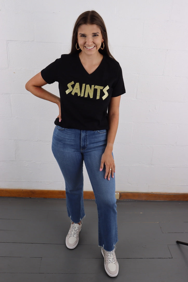 High Rise Crop Flare With Distressed Hem – NOLA BOO